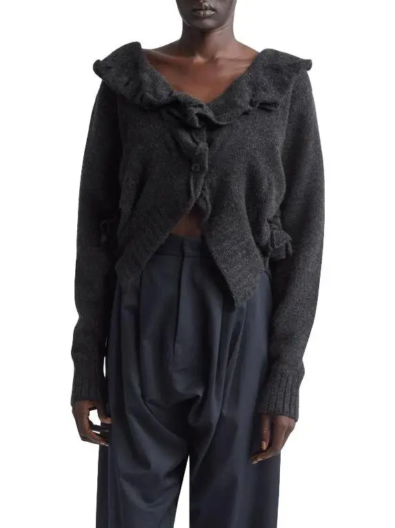PILLINGS BY RYOTA MURAKAMI Asymmetric Cashmere Cardigan - Black