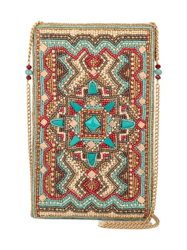 MARY FRANCES ACCESSORIES Trail Crossbody Phone Bag - Turquoise