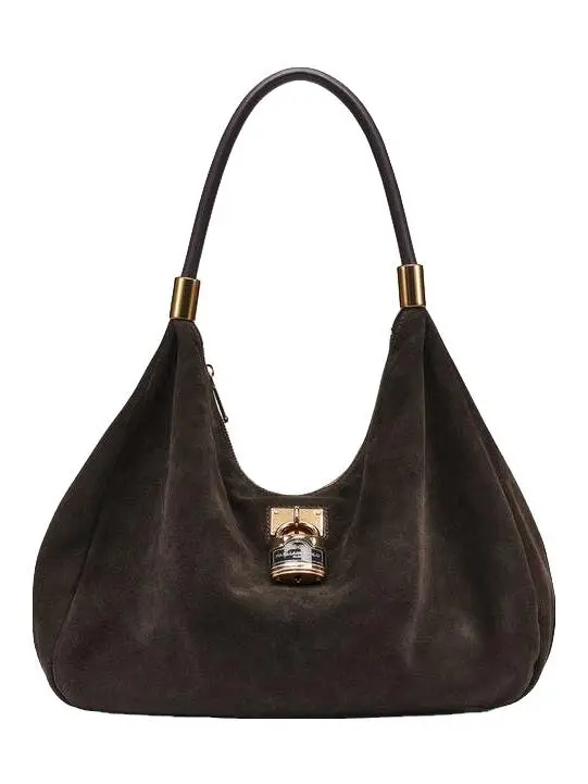 Karl Lagerfeld Paris Maelynn Suede Hobo Bag - Fudge