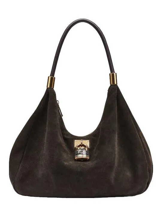 Karl Lagerfeld Paris Maelynn Suede Hobo Bag - Fudge
