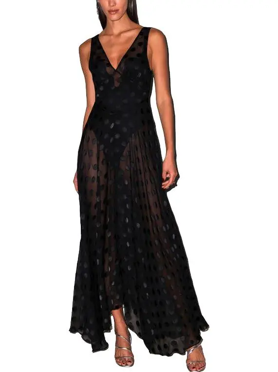 FLEUR DU MAL Silk Dot Gown - Black