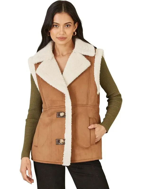 YUMI Button Up Gilet - Brown