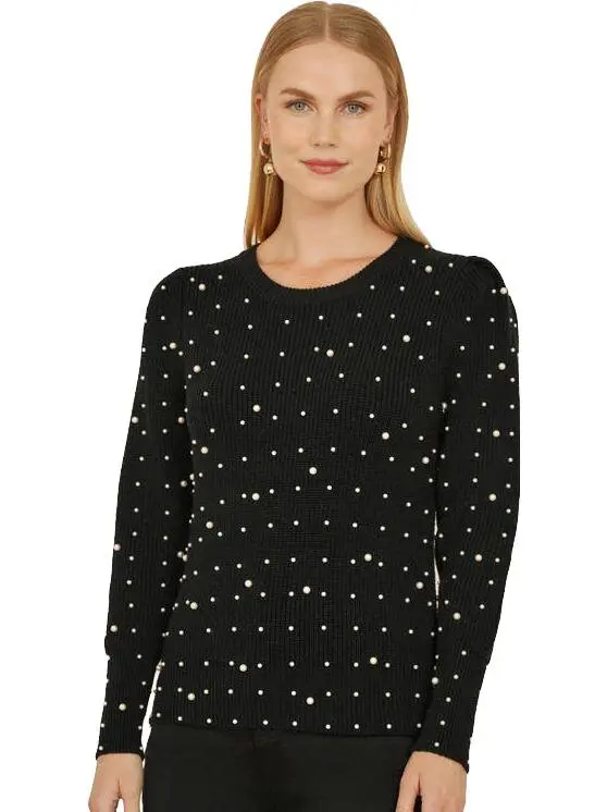 YUMI All Over Bead Knitted Jumper - Black