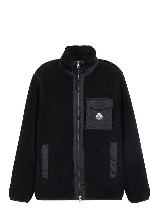 Moncler Zip Front Fleece Cardigan - Black