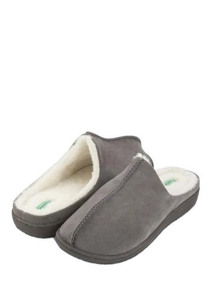 MIO MARINO Cuddles Memory Foam Faux Suede Mule Slippers - Gray