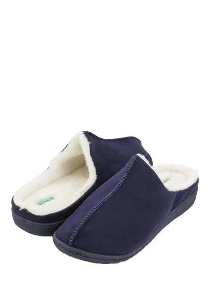 MIO MARINO Cuddles Memory Foam Faux Suede Mule Slippers - Navy