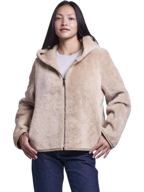 BLUE DUCK Cropped Shearling Jacket - Beige