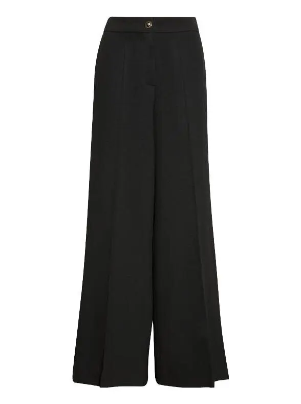 St. John Palais Stretch Suiting Wide Leg Pants - Black