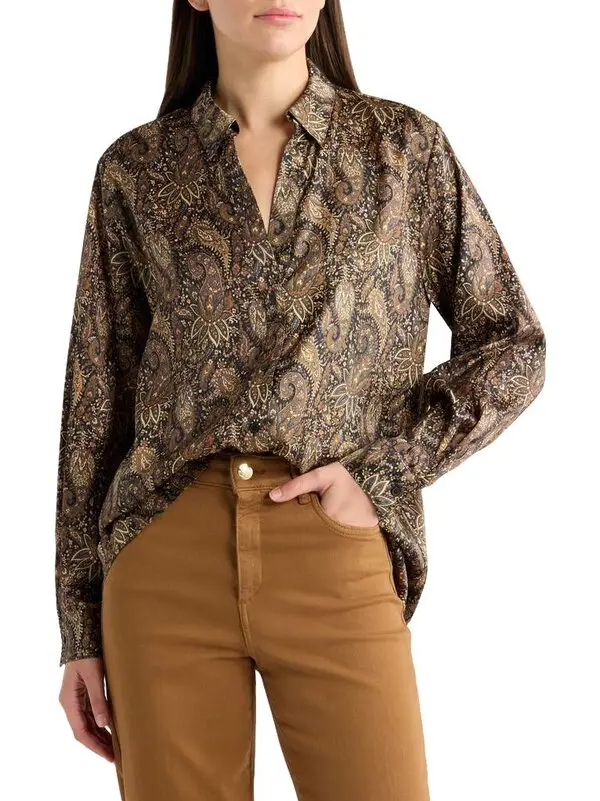 EMME Paisley Long Sleeve Shirt - Black