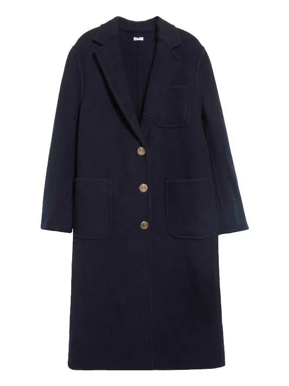 Thom Browne Bell Sleeve Virgin Wool Coat - Navy