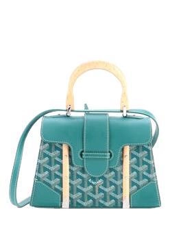Goyard Structured Saigon Top Handle Bag Coated Canvas With Leather Mini - Green