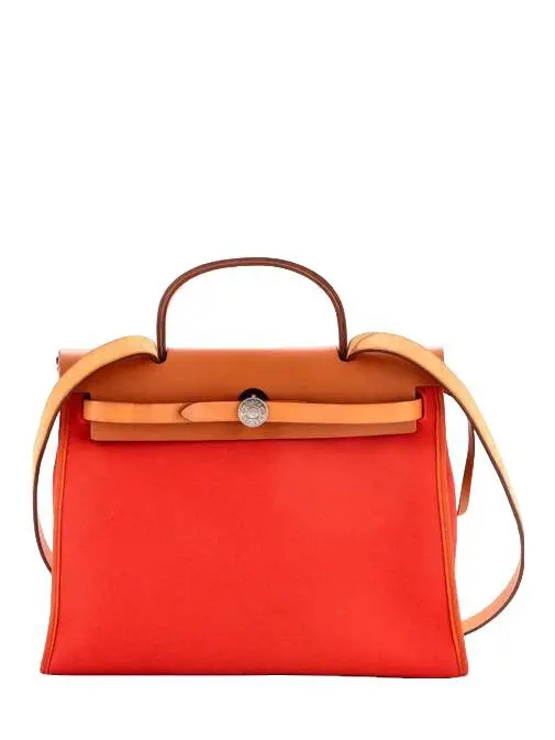 Hermès Herbag Zip Leather And Toile 31 - Red