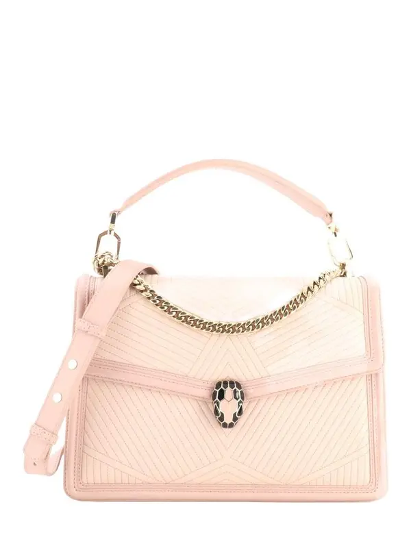 BVLGARI Serpenti Forever Shoulder Bag Quilted Leather Medium - White