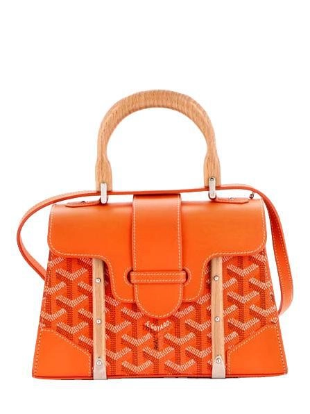 Goyard Structured Saigon Top Handle Bag Coated Canvas With Leather Mini - Orange