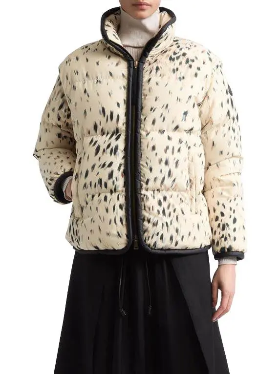 Moncler Rayonnant Animal Print Quilted Puffer Jacket - White Animalier