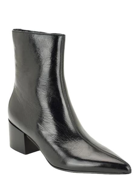 Calvin Klein Suede Pointed Toe Block Heel Booties - Black