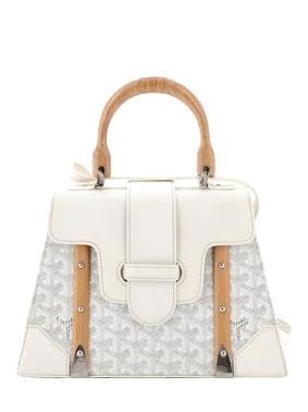Goyard Saigon Top Handle Bag Coated Canvas With Leather Pm - White