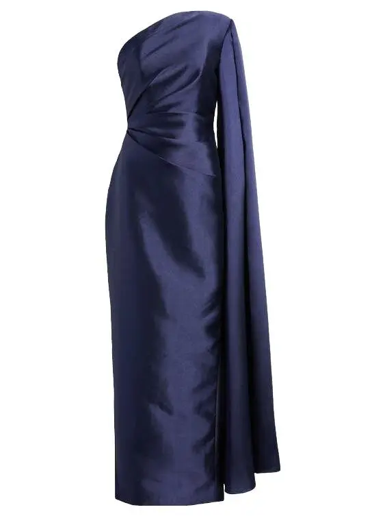 Solace London Veya One-shoulder Gown - Navy