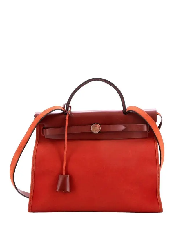 Hermès Herbag Zip Leather And Toile 31 - Red