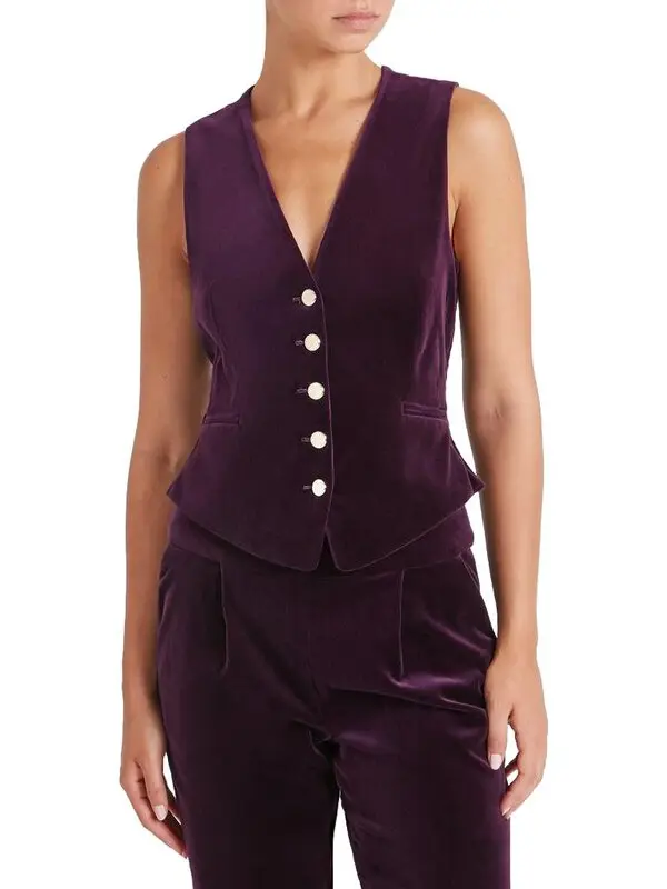 TEMPERLEY LONDON Clove Velvet Waistcoat - Dark Amethyst