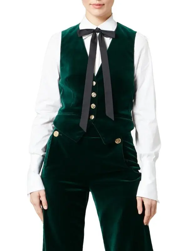 TEMPERLEY LONDON Clove Velvet Waistcoat - Emerald