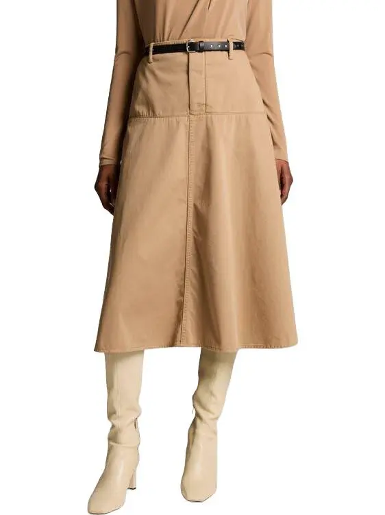 Vince Washed Cotton A-line Midi Skirt - Carmello