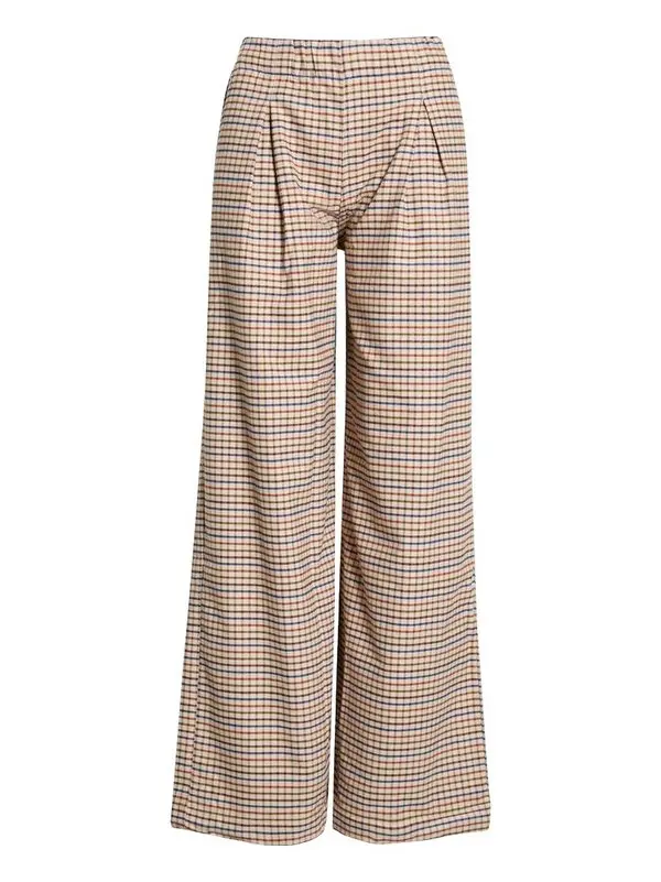 Marine Layer Allison Pleated Moleskin Wide Leg Trousers - Fall Check