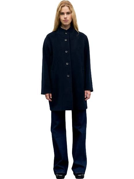 Gerard Darel Agna Virgin Wool Coat - Navy Blue