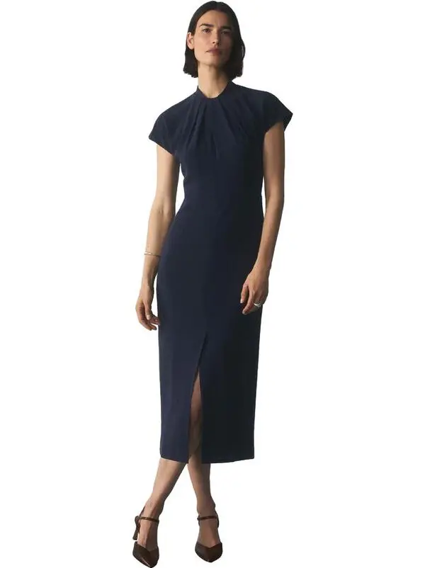 The Fold Clever Crepe Midi Dress - Navy