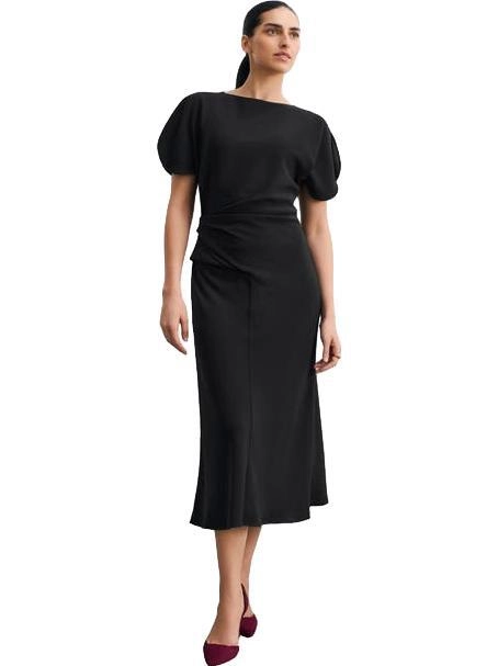 The Fold Salerno Boat-neck Midi Dress - Black