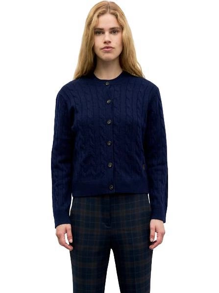 Gerard Darel Raiza Cable Knit Cardigan - Navy Blue