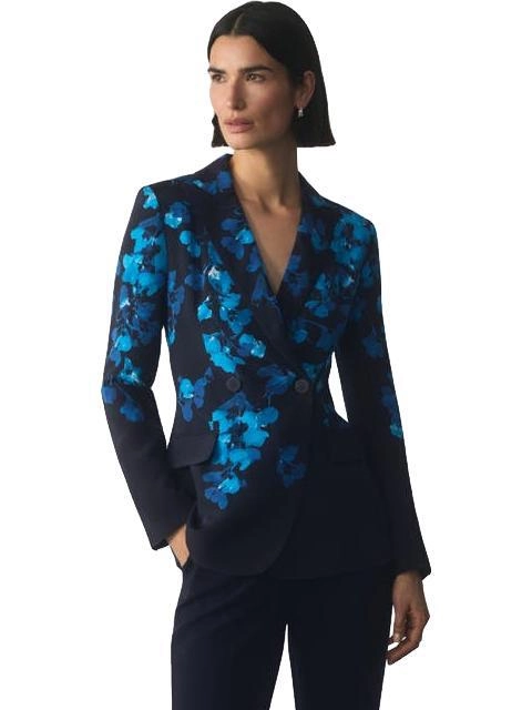 The Fold Knighton Silk Long Sleeve Blazer - Navy
