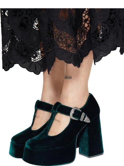 DISTURBIA Platform Block Heel - Green
