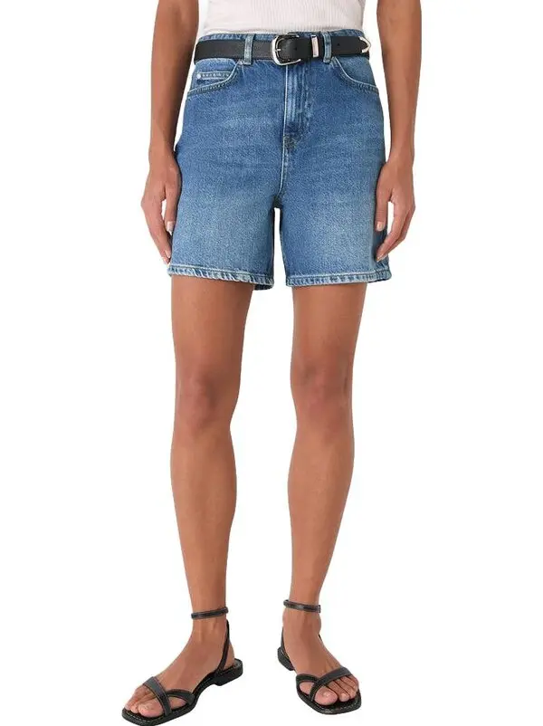 Whistles Mid Rise Relaxed Shorts - Denim