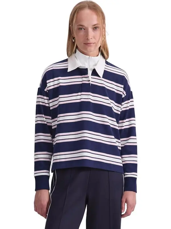 SPORTSCRAFT Kiaya Cropped Rugby Shirt - Navy Multi