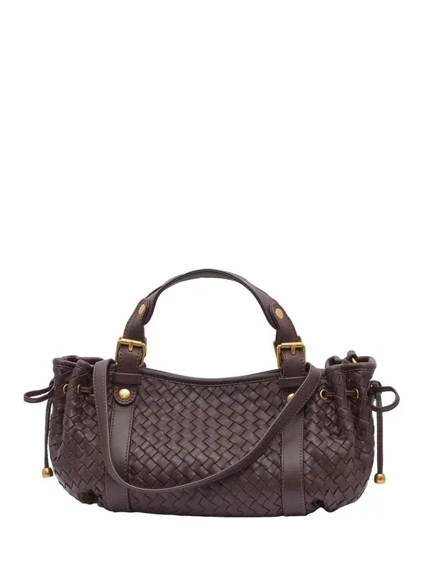 Gerard Darel Handwoven Lamb Leather Satchel - Bordeaux