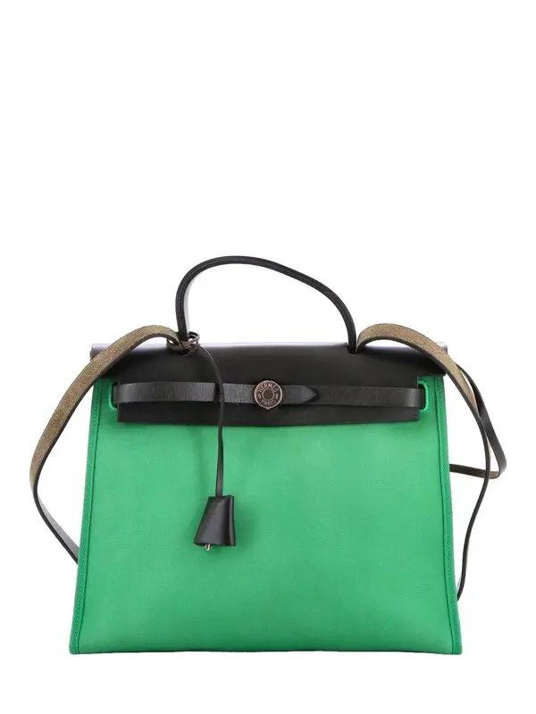 Hermès Herbag Zip Leather And Toile 31 - Green