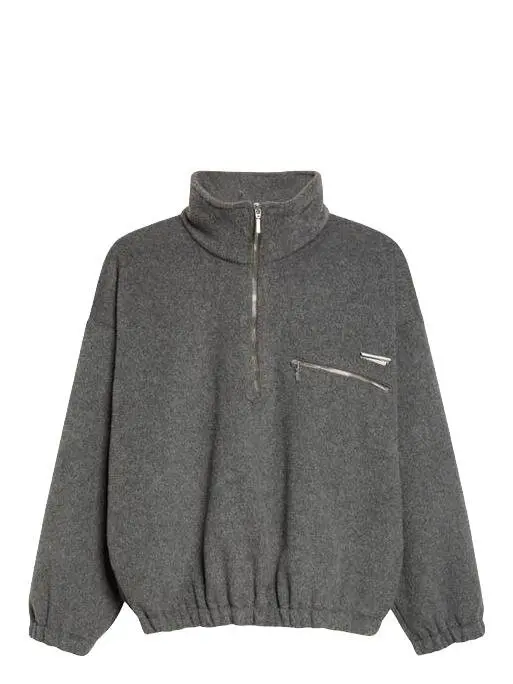 SONG FOR THE MUTE Oversize Half Zip Pullover - Charcoal
