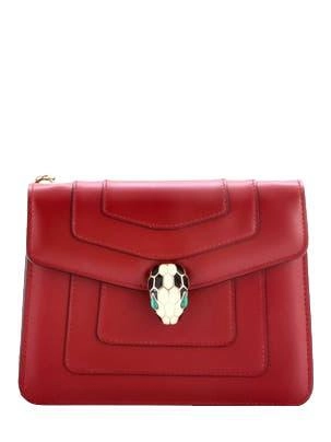 BVLGARI Serpenti Forever Square Shoulder Bag Leather Small - Red