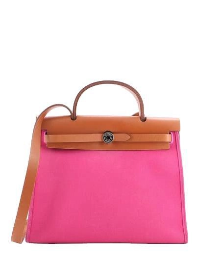 Hermès Herbag Zip Leather And Toile 31 - Pink