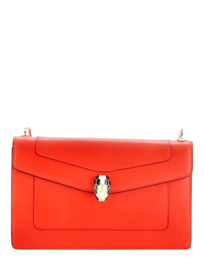 BVLGARI Serpenti Forever Wallet On Chain Leather Small - Red