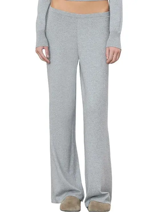 Eterne Wide Leg Cotton And Cashmere Lounge Pants - Grey