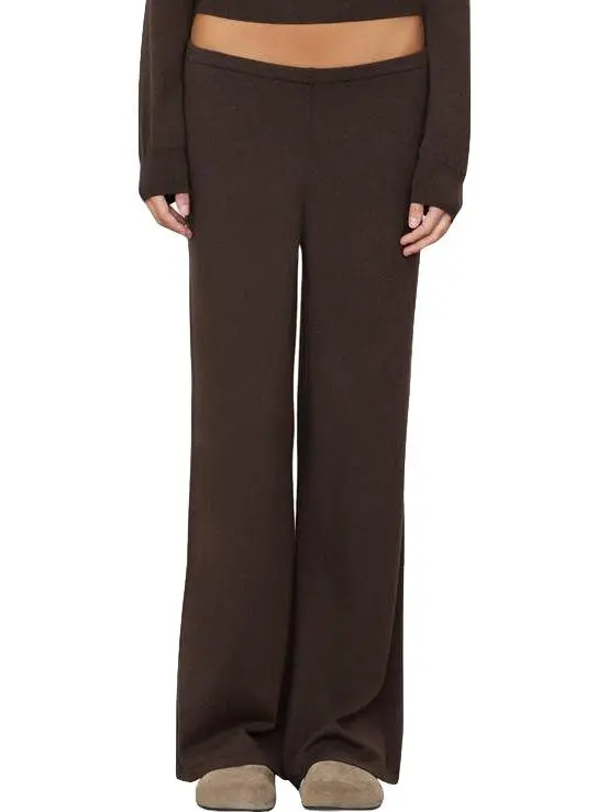 Eterne Wide Leg Cotton And Cashmere Lounge Pants - Mushroom