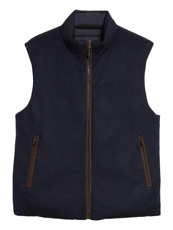 MOORER Falieri Wool Blend Vest - Blue Grey