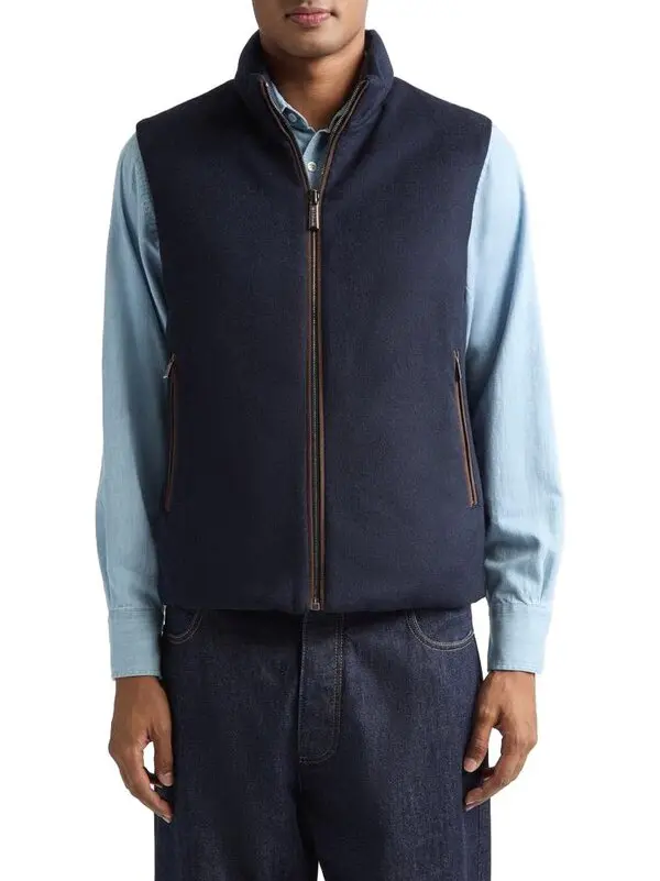 MOORER Falieri Wool Blend Vest - Blue Grey