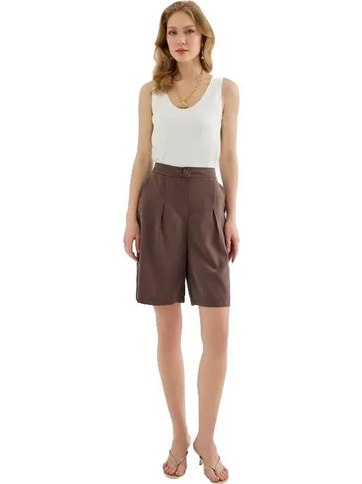 MONLICIA Vera Tencel Bermuda Shorts - Brown