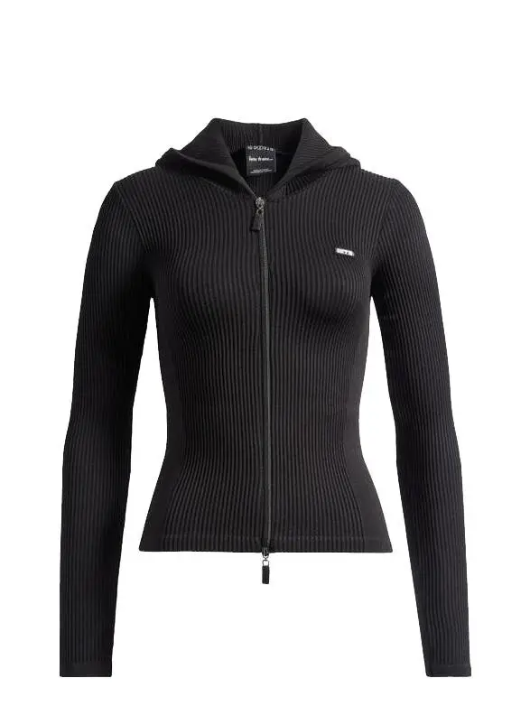 IETS FRANS Hooded Knit Track Top - Black