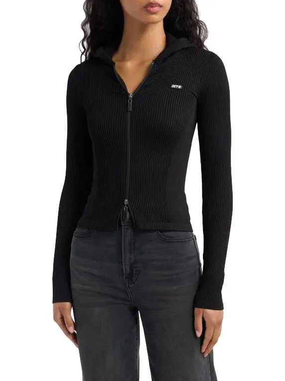 IETS FRANS Hooded Knit Track Top - Black