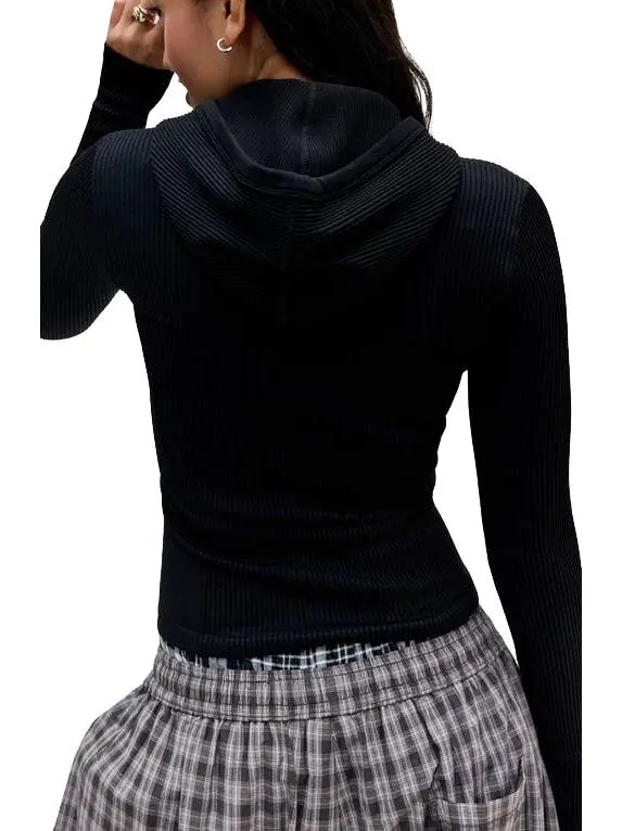 IETS FRANS Hooded Knit Track Top - Black