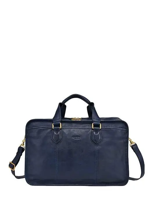 OLD TREND Speedwell Genuine Leather Structured Heritage Briefcase - Navy